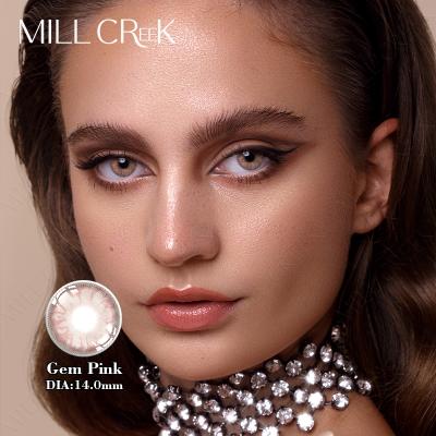China Gem Pink Hydrogel Contact Lenses 14.2mm Diameter With 55% Water Content for sale