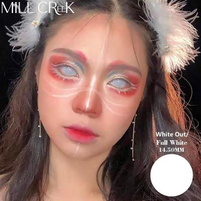 China White 12 Months Special Effect Contact Lenses 14.5mm Diameter Blind White Contact Lenses for sale