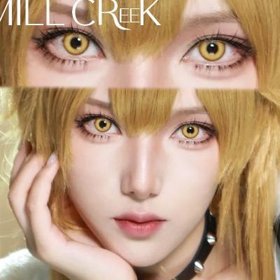 China Gold 14.0mm Diameter Safe Colored Contacts For Cosplay Fda Approved Cosplay Contacts for sale