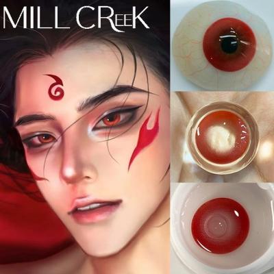 China 14.2mm Diameter Halloween Cosplay Contacts Red Eye Contacts Cosplay 40% Water Content for sale