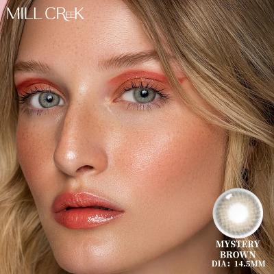 China Mystery Brown Monthly Colored Contact Lenses 14.5mm Diameter 8.5mm Base Curve for sale