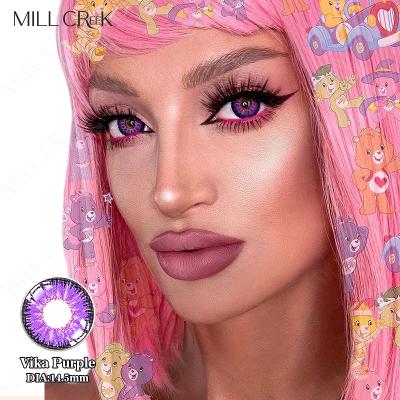 China Vika Purple Daily Lenses For Dry Eyes 14.5mm Diameter 11Dk/T Oxygen Permeability for sale
