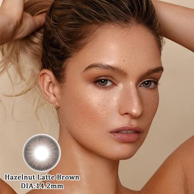 China Natural Hazelnut Latte Brown Contact Lens with 14.2mm Diameter and CE ISO Certification for Yearly Wear for sale