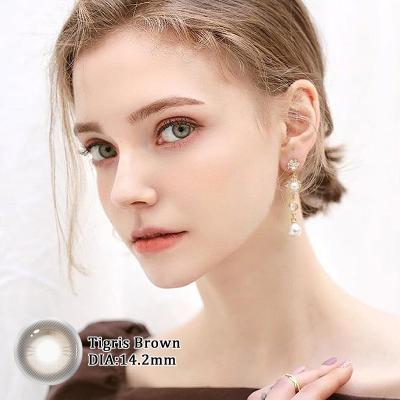 China Tigris Brown Yearly Colored Contact Lenses with 14.2mm Diameter and 40% Water Content CE ISO Certified for sale