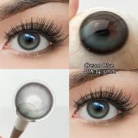 China Cream Blue 14.5mm Diameter Colored Contacts with 40% Water Content and 8.5 Base Curve for Natural Big Eye Effect for sale