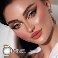 China Cream Blue 14.5mm Diameter Colored Contacts with 40% Water Content and 8.5 Base Curve for Natural Big Eye Effect for sale