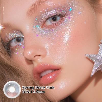 China Spring Diary Pink 14.5mm Diameter Yearly Disposable Contact Lens with 40% Water Content and CE ISO Certification for sale