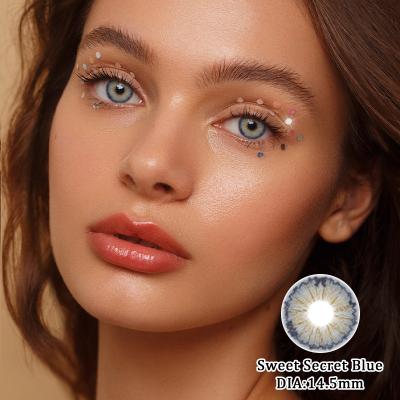 China Wholesale Sweet Secret Blue 14.5mm Diameter Natural Style Yearly Colored Contact Lenses for sale