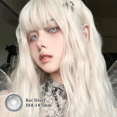 China Mill Creek White Silver Contact Lenses 14.5mm Diameter for Cosplay and Halloween with Soft High Quality Material for sale
