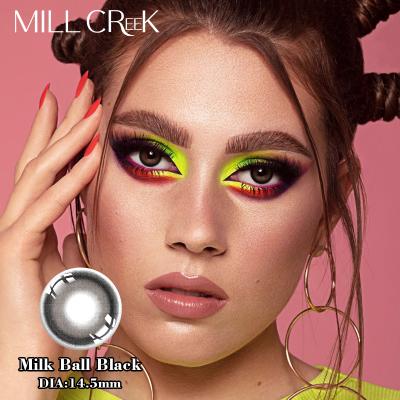 China Milk Ball Black 14.5mm Yearly Disposable Contact Lenses for Natural Eye Enhancement for sale