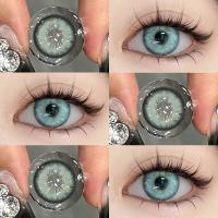 China Lan Cat Blue 14.2mm Yearly Disposable Contact Lenses with Natural Blue Eye Effect and Comfortable Wear for sale