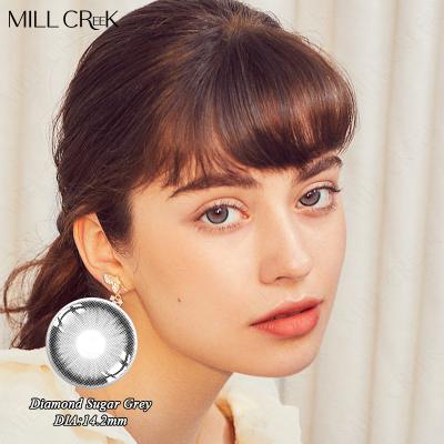 China Millcreek Diamond Sugar Grey 14.2mm Daily Disposable Contact Lenses with Sugar Shimmer Aesthetic and Medical-Grade Safety for sale