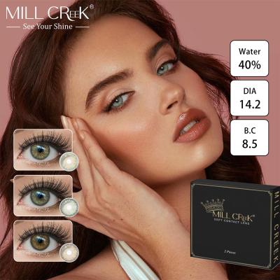 China MILLCREEK Breeze Series 14.2mm Diameter Yearly Colored Contact Lenses with 40% Water Content in Hazel Green Grey for sale