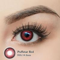 China MILLCREEK Puffstar Red 14.2mm Yearly Colored Contact Lenses with Starry Red Design and 40% Water Content for sale