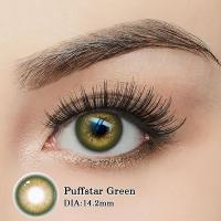 China MILLCREEK Puffstar Green 14.2mm Diameter Yearly Colored Contact Lenses with 40% Water Content and CE ISO 13485 Certification for sale