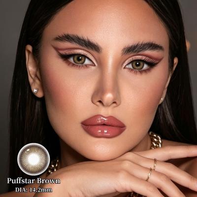 China MILLCREEK Puffstar Brown 14.2mm Diameter Honey Amber Gradient Yearly Colored Contact Lenses with 40% Water Content for sale