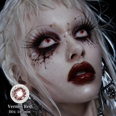 China MILLCREEK Vermis Red 14.5mm SFX Contact Lenses with 40% Water Content and Yearly Lifespan for Horror Cosplay for sale