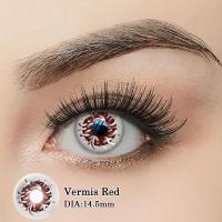 China MILLCREEK Vermis Red 14.5mm SFX Contact Lenses with 40% Water Content and Yearly Lifespan for Horror Cosplay for sale