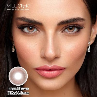 China MILLCREEK Natural Eden Contact Lenses 14.2mm 4-tone  Brown & Grey Moisture Lock For Long Events Soft Colors For Soft Looks for sale