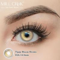 China MILLCREEK Prescription Natural Contact Lenses Tipsy Bloom Brown 14.5mm With Power 0.00 ~ -8.00 Sandwich Technology Safe For Eyes for sale