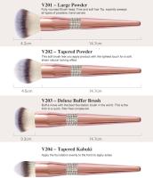 China Synthetic Fibre Tapered Kabuki Liquid Foundation Face Makeup Brushes Pink Brown for sale
