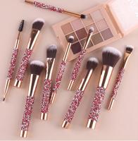 China Synthetic Fibre Powder Foundation 10 Crystal Diamond Brush Set PU Bag for sale