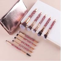 China Synthetic Fibre Powder Foundation 10 Crystal Diamond Brush Set PU Bag for sale