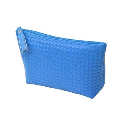China Woven Pattern PU Leather Custom Cosmetic Bags / Storage Makeup Bags for sale