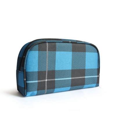 China Custom Blue Small Cosmetic Bags , Travel Makeup Bag With Brush Compartment for sale