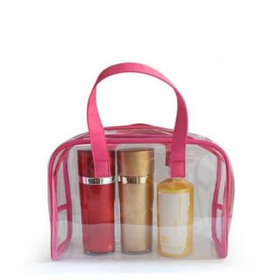 China 20*16*6 cm Custom Cosmetic Bags , Portable PVC Hanging Transparent Makeup Bag for sale