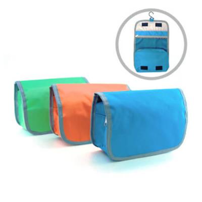 China Poly Folding Hanging Toiletry Bag , Custom Cosmetic Bags With Brush Holder / Multi Compartment for sale