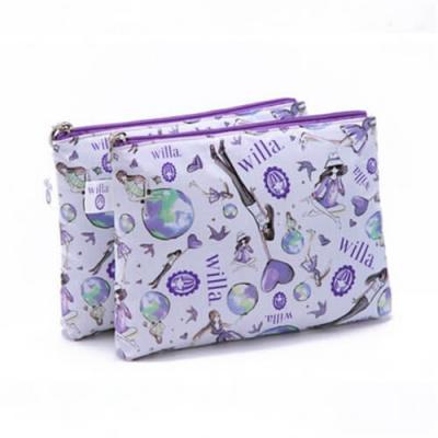 China Leisure Flower Printed Nylon Makeup Bag Double Side Lamination For Toiletries for sale