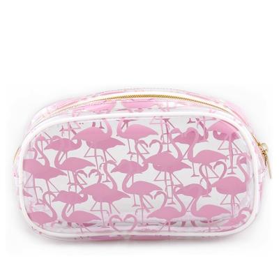 China Pink PVC Closure / Custom Cosmetic Bags With Brush Holder / Glitter Zipper for sale