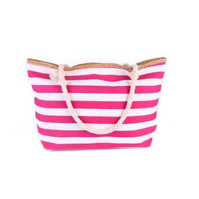 China Custom Shopping bags With Cotton Rope Handle Red Striped 43*37*12 cm for sale