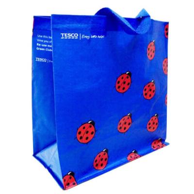 China Woven Polypropylene Tote Bags for Supermarket , Blue Custom Printed Totes for sale