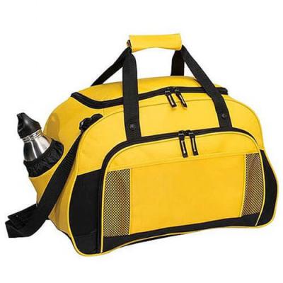 China Yellow Canvas Leather Travel Luggage Bags With Two Seperate Pocket for sale