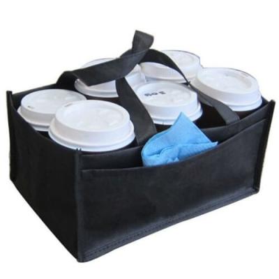 China Black Reusable Coffee Cup Bag/Carry Bag Separate Sections 6 Packs for sale