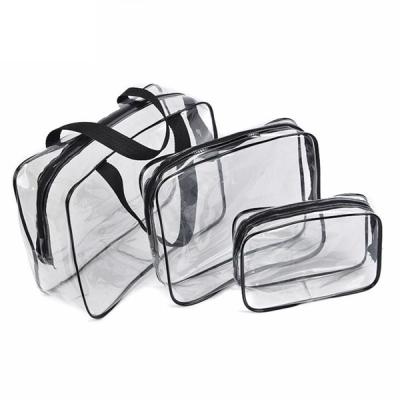 China 3 PCS Custom Cosmetic Bags / Portable Waterproof Beauty PVC Clear Makeup Bags for sale