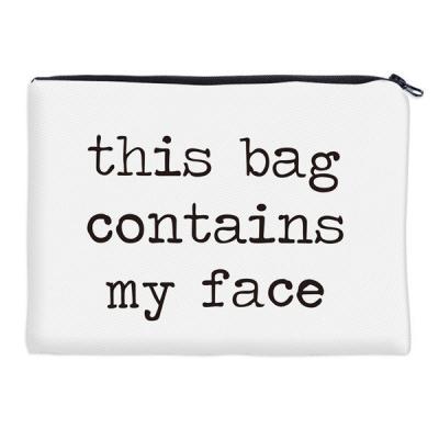 China Simple White Polyester Women Makeup Bags with Printed Letter for sale