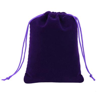 China Purple Soft Velvet Drawstring Jewelry Bags , Wedding Gift Pouches for sale