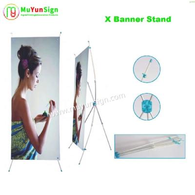 China Silver Aluminum Plastic X Banner Stands For Trade Shows / Expos Retail Advertising for sale