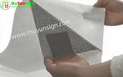 China One Way Vision Film Vinyl Mesh Film Acting As One Way Perspective During Oneside And Vibrant Advertising Display Another Side for sale