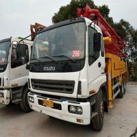 China Yellow Used Chassis Putzmeister Concrete Pump Truck 37 Meters with 12M³/H Productivity for sale