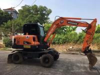 China 5 Ton Used Doosan DX55W Wheel Excavator Mini DX55 Model with Original Hydraulic Valve for sale