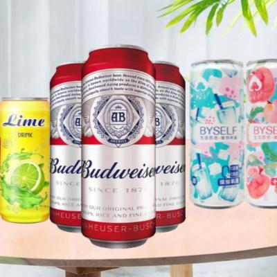 China Standard Sleek Slim Stubby Custom Printed Aluminum Beer Cans 211mm Dia for sale