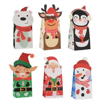 China Rectangle 70g White Kraft Paper Christmas Gift Bags Oilproof for sale