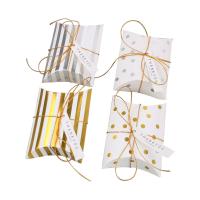 China 250g White Cardboard Biodegradable Paper Food Packaging Pillow Candy Box Iron Golden for sale