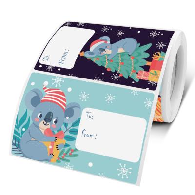 China 0.08mm Copperplate Paper Christmas Gift Sticker Labels 1inch for sale