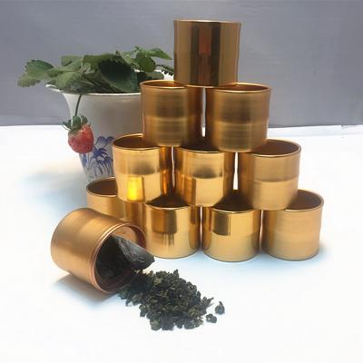China 10ml Golden Round Recyclable Aluminum Cans 47*48mm Tea Packaging for sale