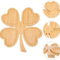 China Stackable Natural Bamboo Dinner Plate Four-Leaf Clover Design Home Houseware for sale